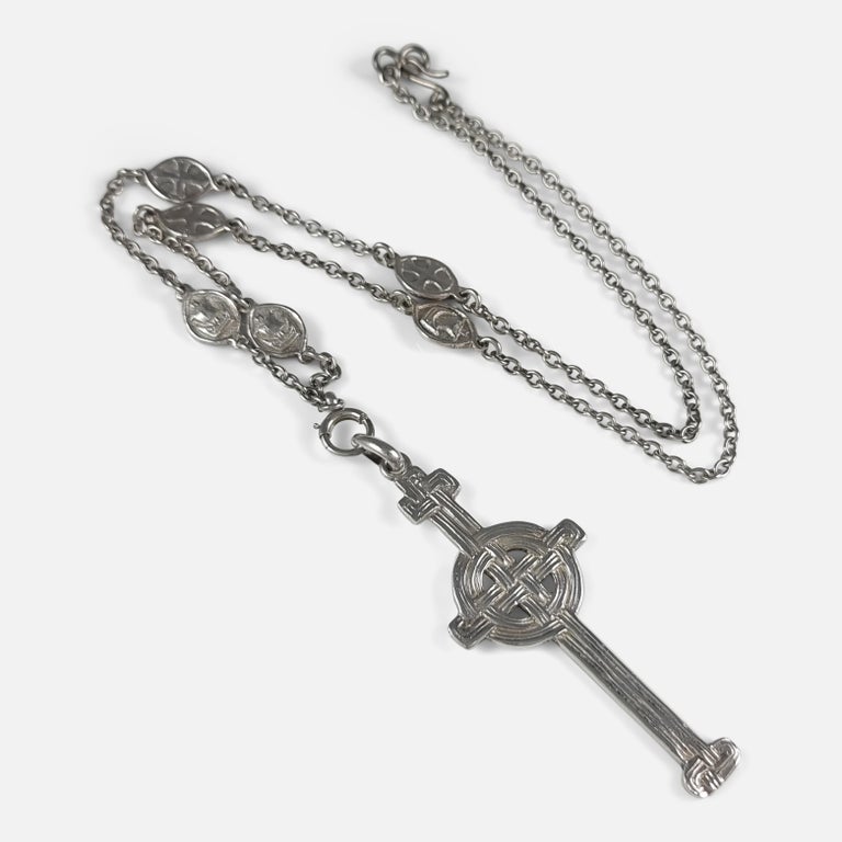 Alexander Ritchie Silver Cross Pendant and Chain, 1925 at 1stDibs