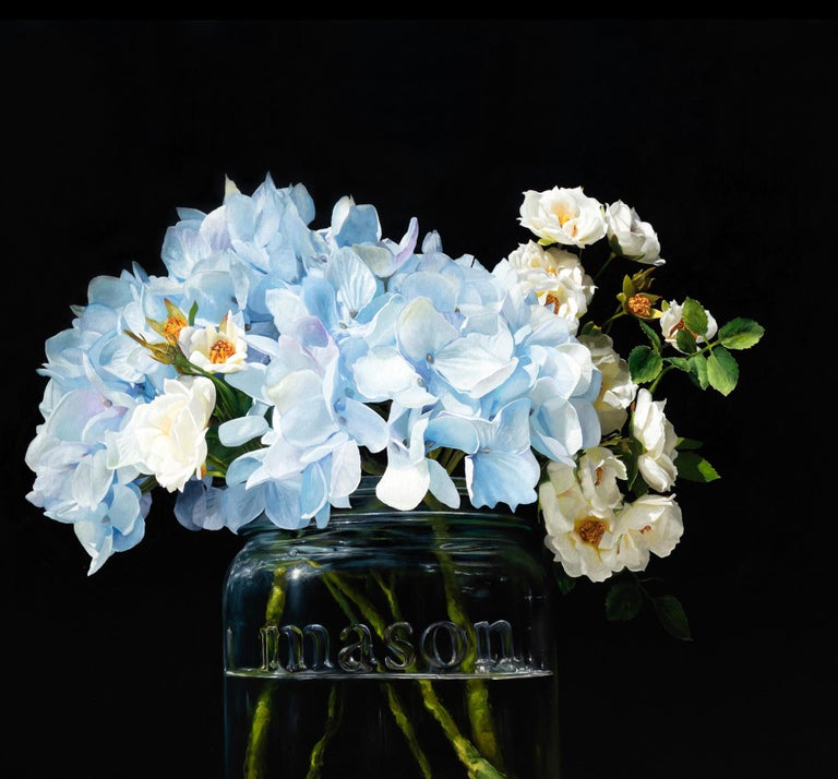 Alexander Sheversky - "Hydrangea on Black" Hyper Realistic Painting of ...
