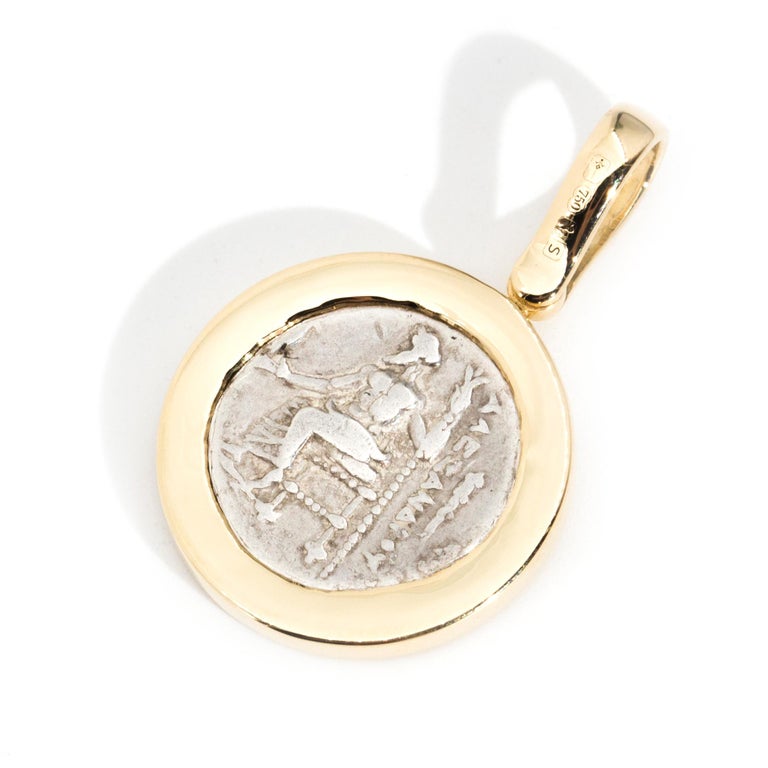 Alexander the Great and Zeus Ancient Coin 18 Carat Yellow Gold Pendant ...