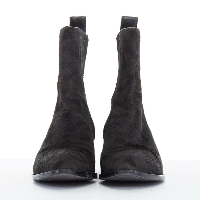 ALEXANDER WANG Anouk black leopard print pony leather cut out heel boot ...