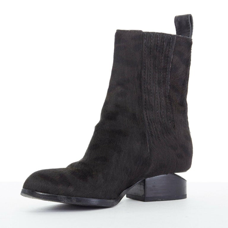 ALEXANDER WANG Anouk black leopard print pony leather cut out heel boot ...