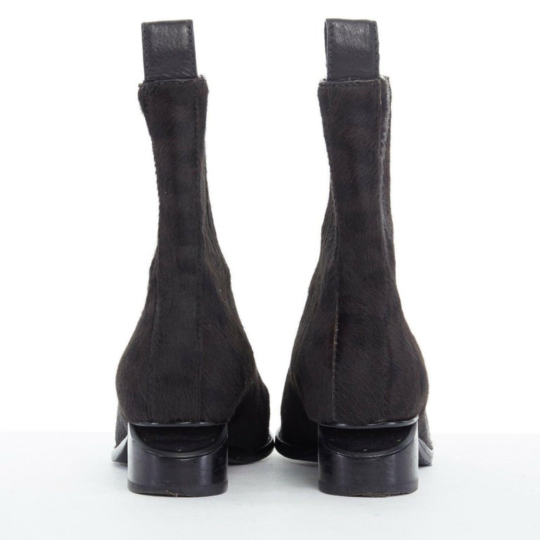 ALEXANDER WANG Anouk black leopard print pony leather cut out heel boot ...