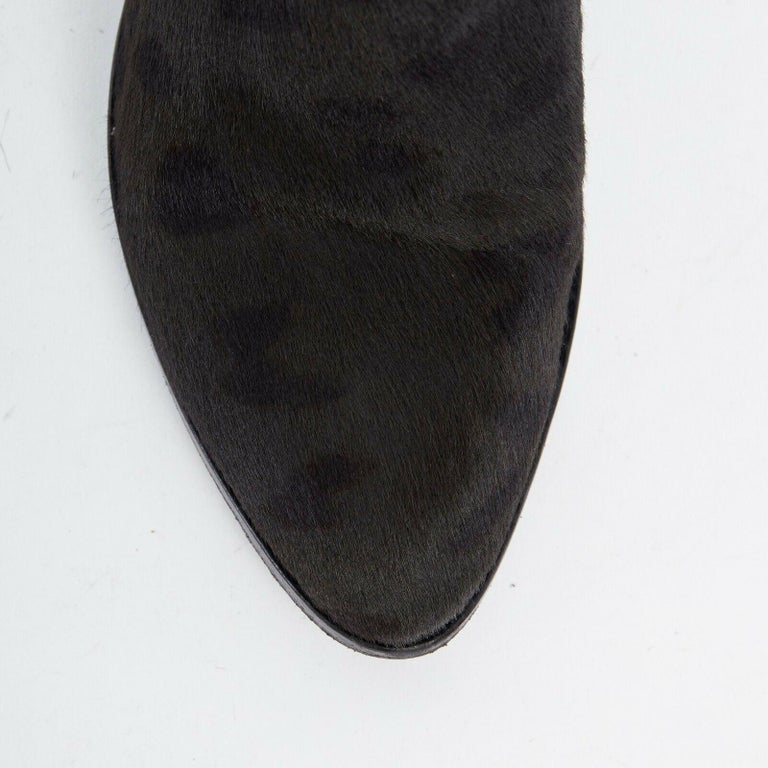 ALEXANDER WANG Anouk black leopard print pony leather cut out heel boot ...