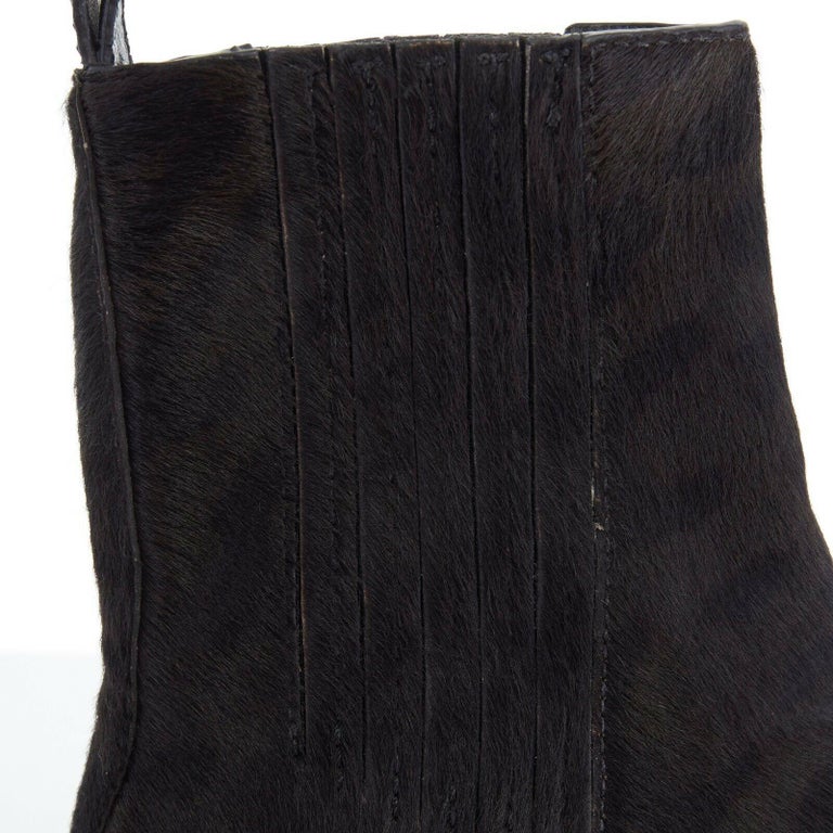 ALEXANDER WANG Anouk black leopard print pony leather cut out heel boot ...