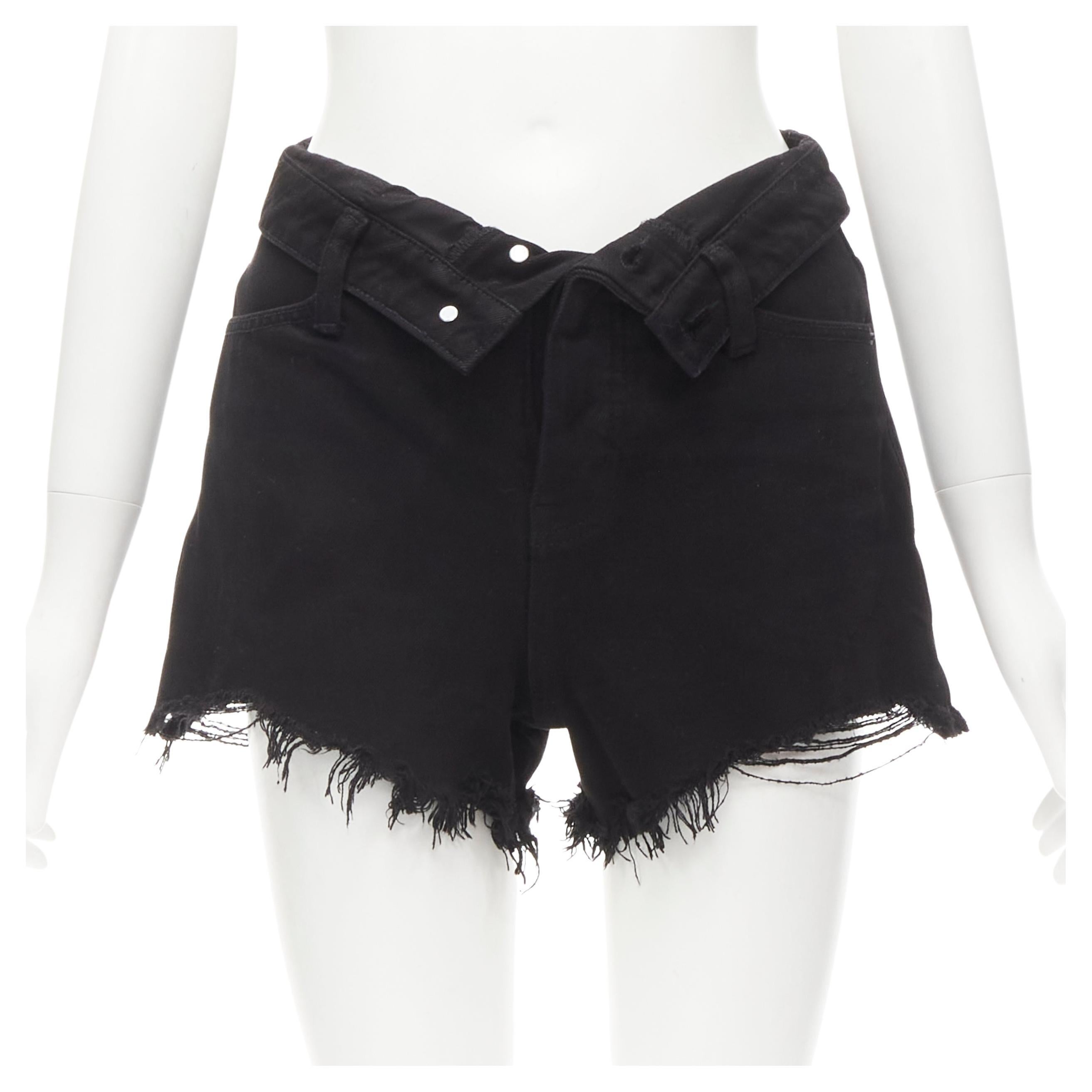 ALEXANDER WANG Bite Clash High Rise black denim green sweats cut off ...