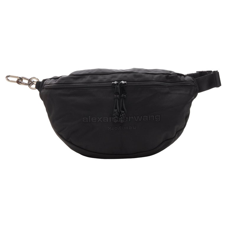 ALEXANDER WANG black nylon logo embroidered resin chain crossbody XL ...