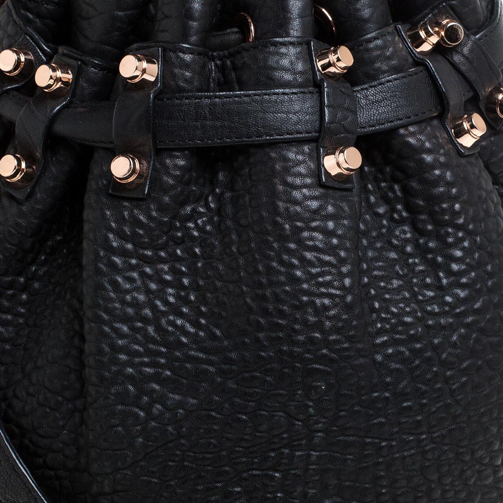 Alexander Wang Black Textured Leather Diego Bucket Bag For Sale at ...