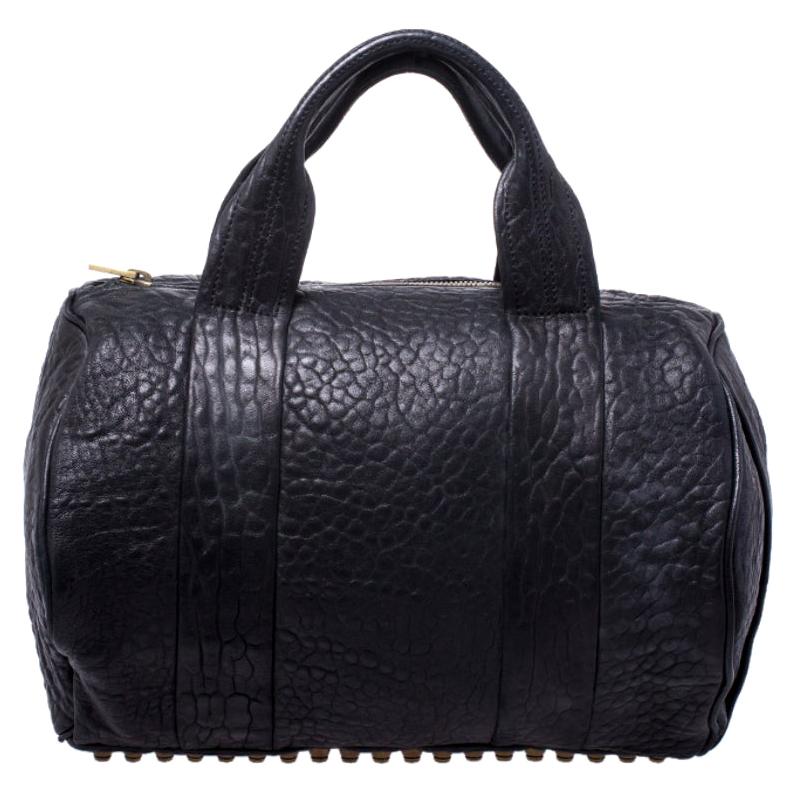 Alexander Wang Black Textured Leather Rocco Duffel Bag For Sale at 1stDibs