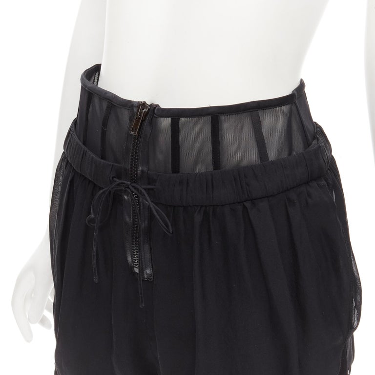 ALEXANDER WANG boned corset sheer lace trim layered drawstring shorts S ...