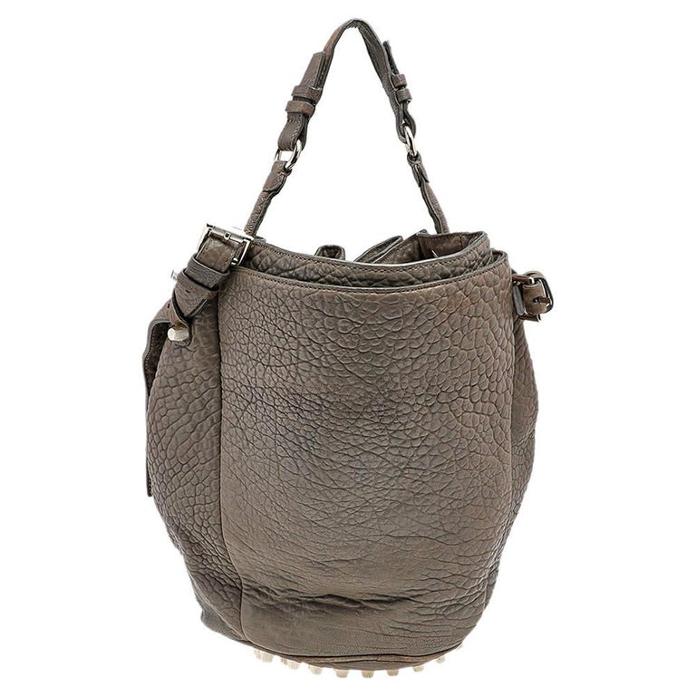 Alexander Wang Grey Textured Leather Diego Bucket Bag For Sale at 1stDibs