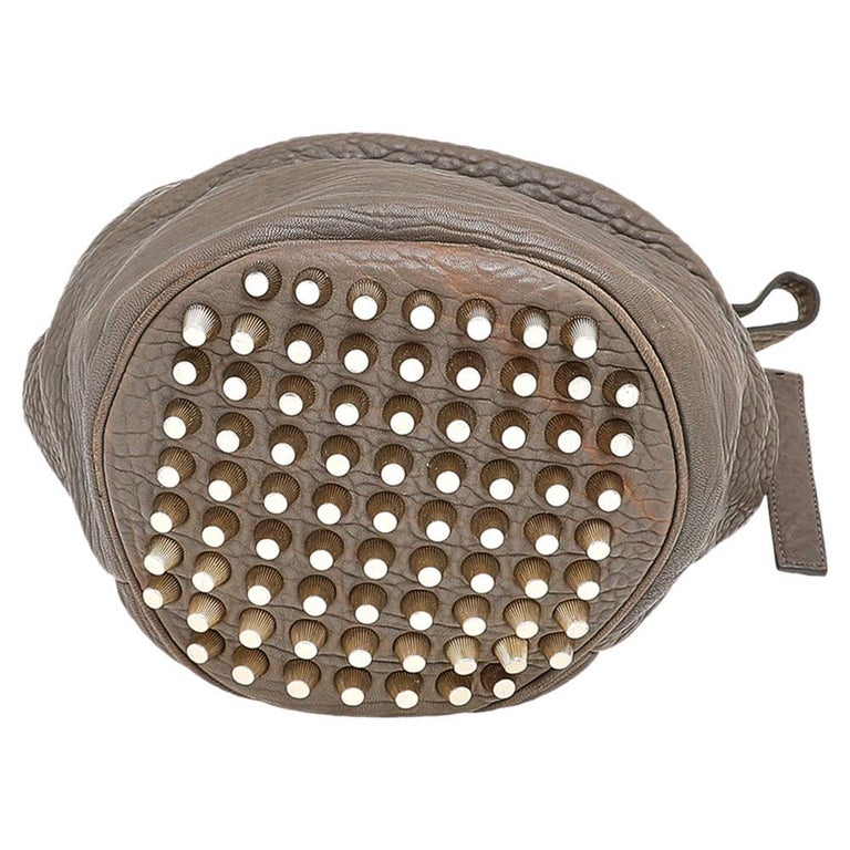 Alexander Wang Grey Textured Leather Diego Bucket Bag For Sale at 1stDibs