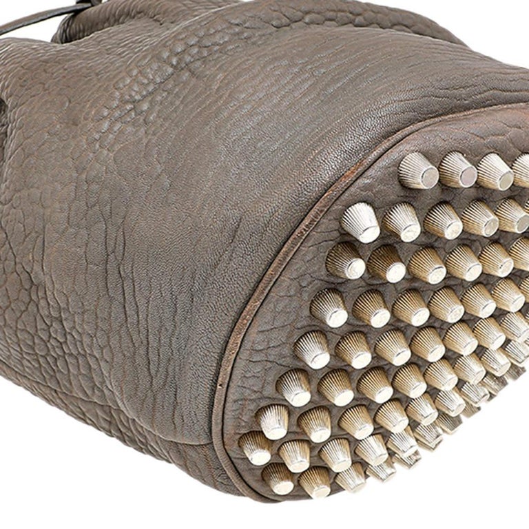 Alexander Wang Grey Textured Leather Diego Bucket Bag For Sale at 1stDibs