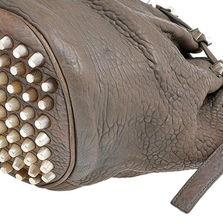 Alexander Wang Grey Textured Leather Diego Bucket Bag For Sale at 1stDibs