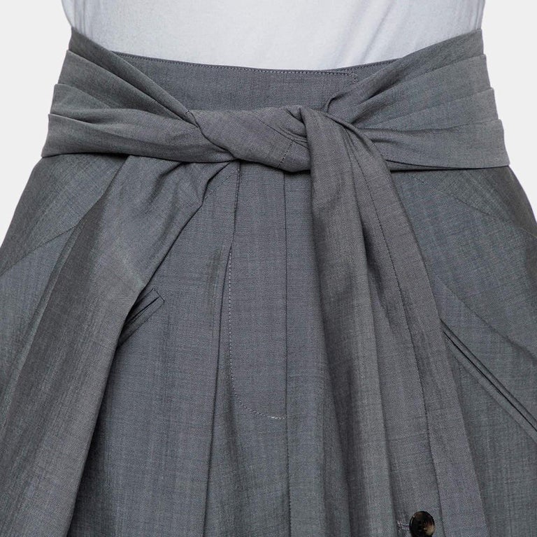 Alexander Wang Grey Wool and Mohair Blend Tie Front Tapered Pants M For ...