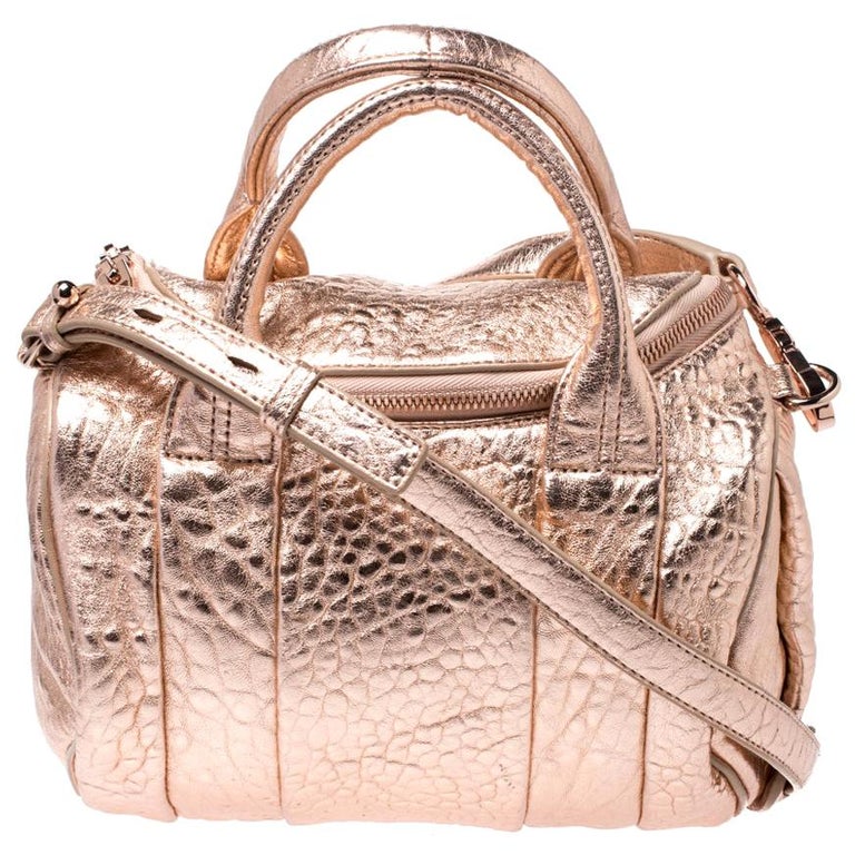 Alexander Wang Metallic Rose Gold Textured Leather Rocco Duffel Bag For ...