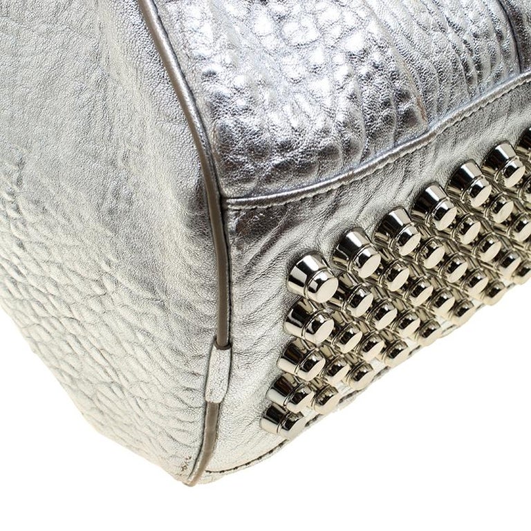 Alexander Wang Silver Pebbled Leather Rocco Duffel Bag For Sale at ...