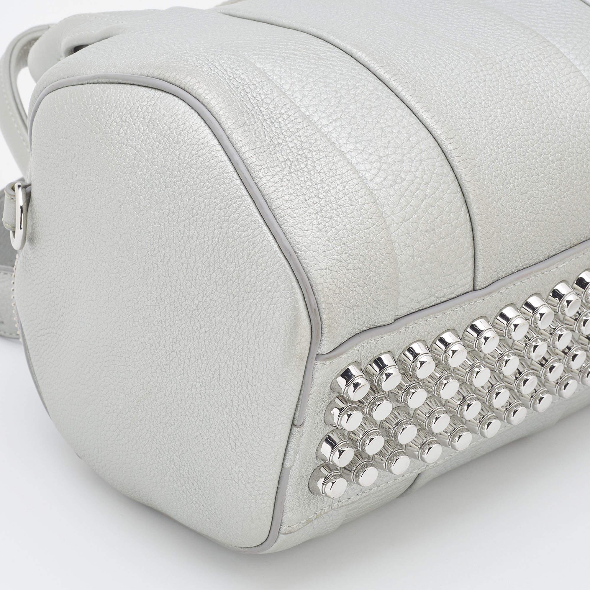 Alexander Wang Silver Textured Leather Rocco Bag For Sale at 1stDibs