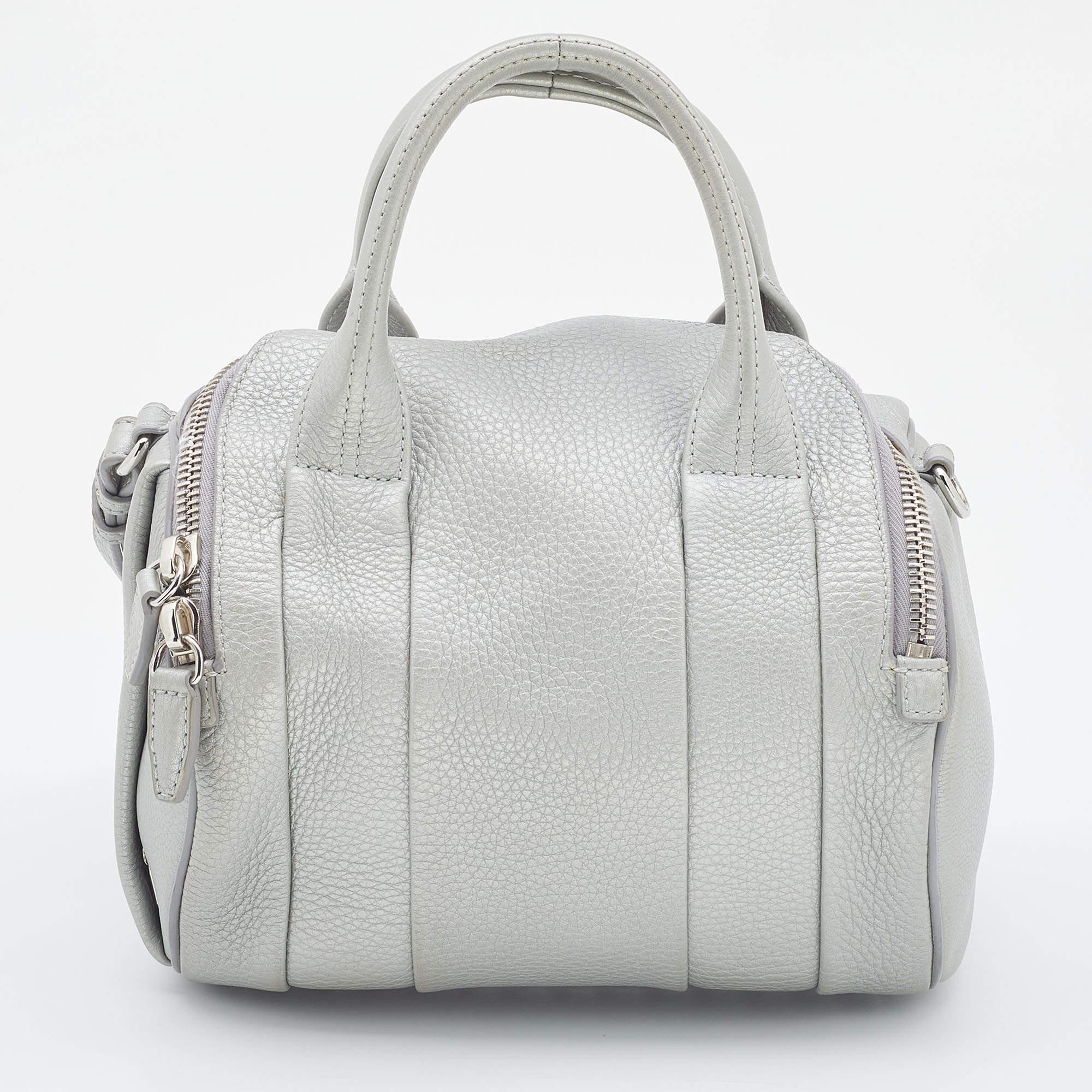 Alexander Wang Silver Textured Leather Rocco Bag For Sale at 1stDibs