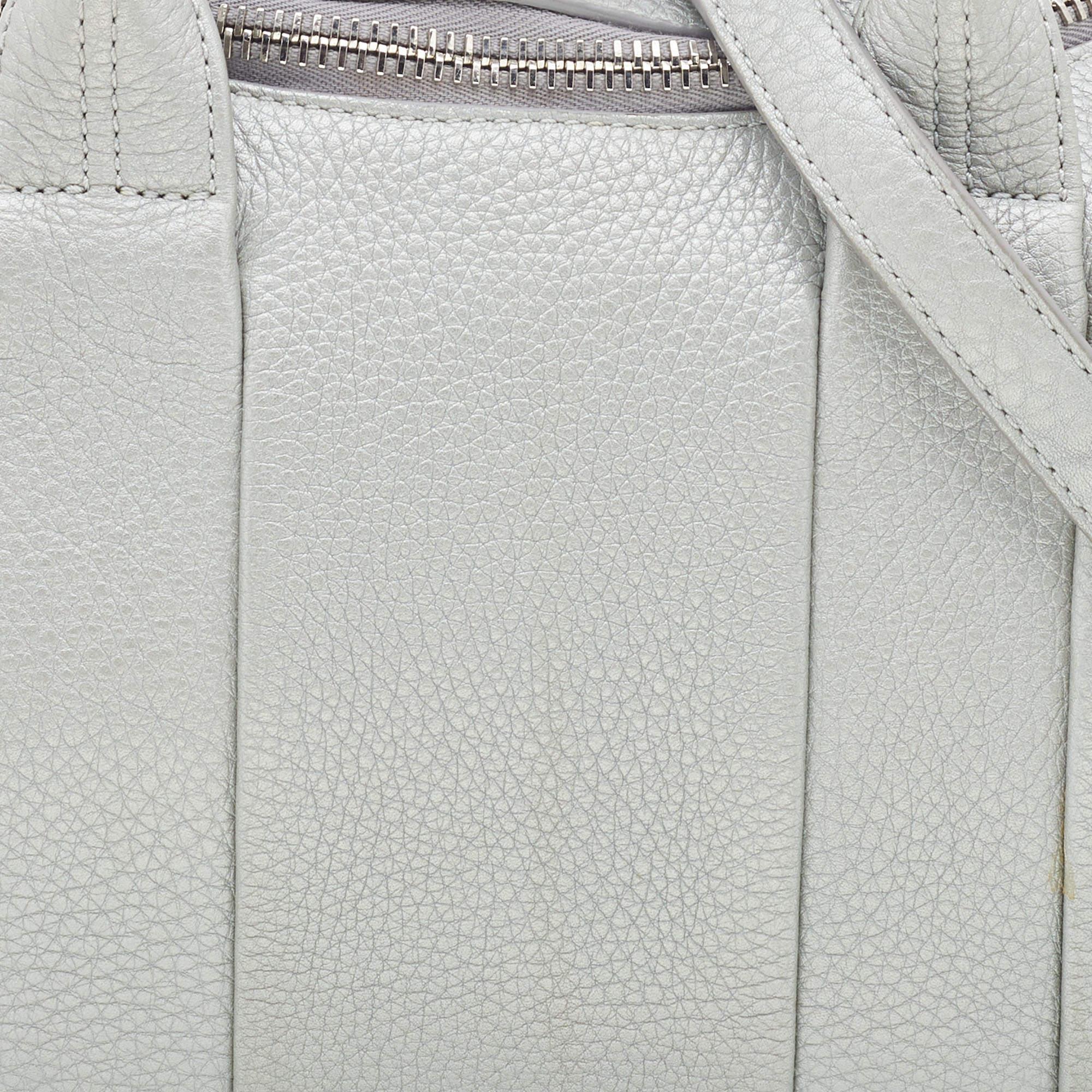 Alexander Wang Silver Textured Leather Rocco Bag For Sale at 1stDibs