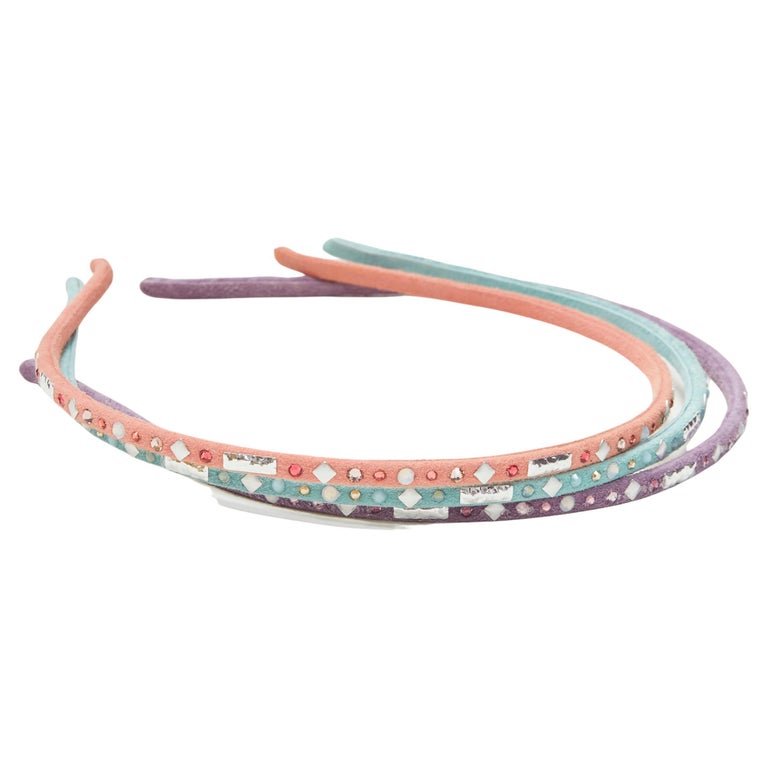 ALEXANDER ZOUARI LOT OF 3 pink teal purple suede crystal embellished ...