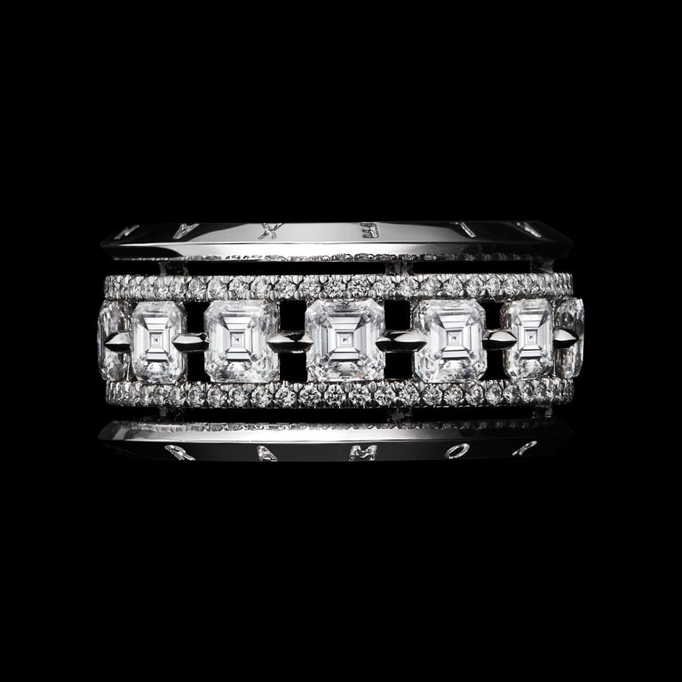 Alexandra Mor Asscher-Cut Diamond Platinum Signature Narrow Eternity ...