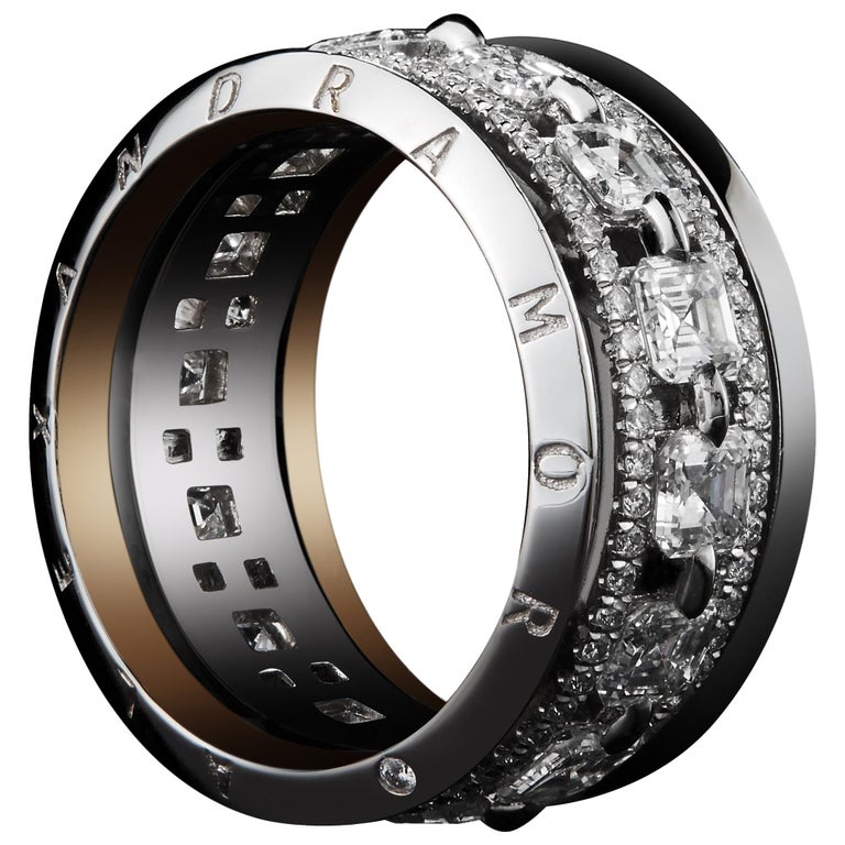 Alexandra Mor Asscher-Cut Diamond Platinum Signature Narrow Eternity ...