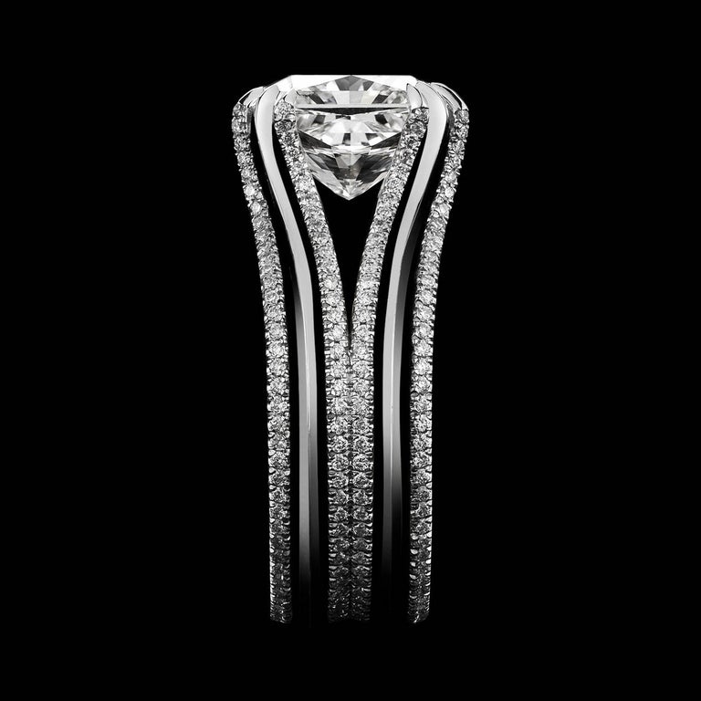 Alexandra Mor Double-Shank Floating Radiant-Cut Diamond Gold Platinum ...
