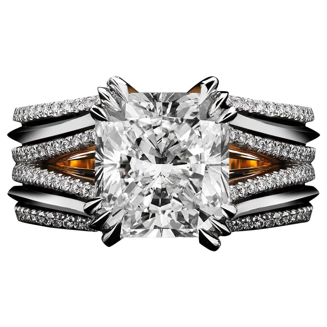 Alexandra Mor Double-Shank Floating Radiant-Cut Diamond Gold Platinum ...