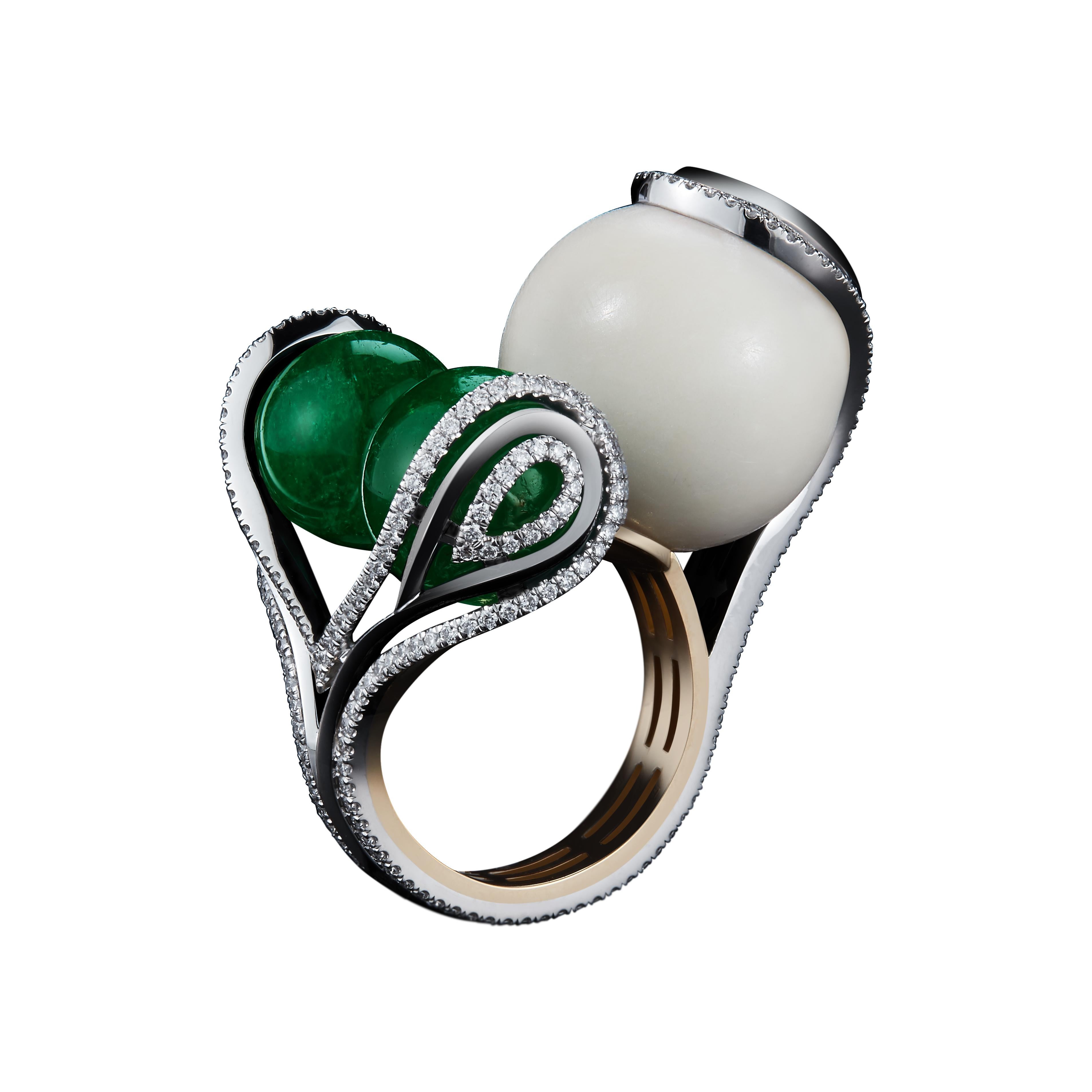 Alexandra Mor Wild Tagua-Seed, Muzo-Mine Emerald Beads and Diamonds ...