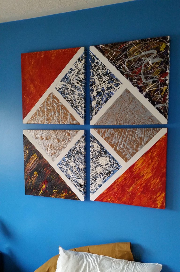 Alexandra Romano - Chaos in the Sky 40 x 40 IN Quadriptych, Painting ...