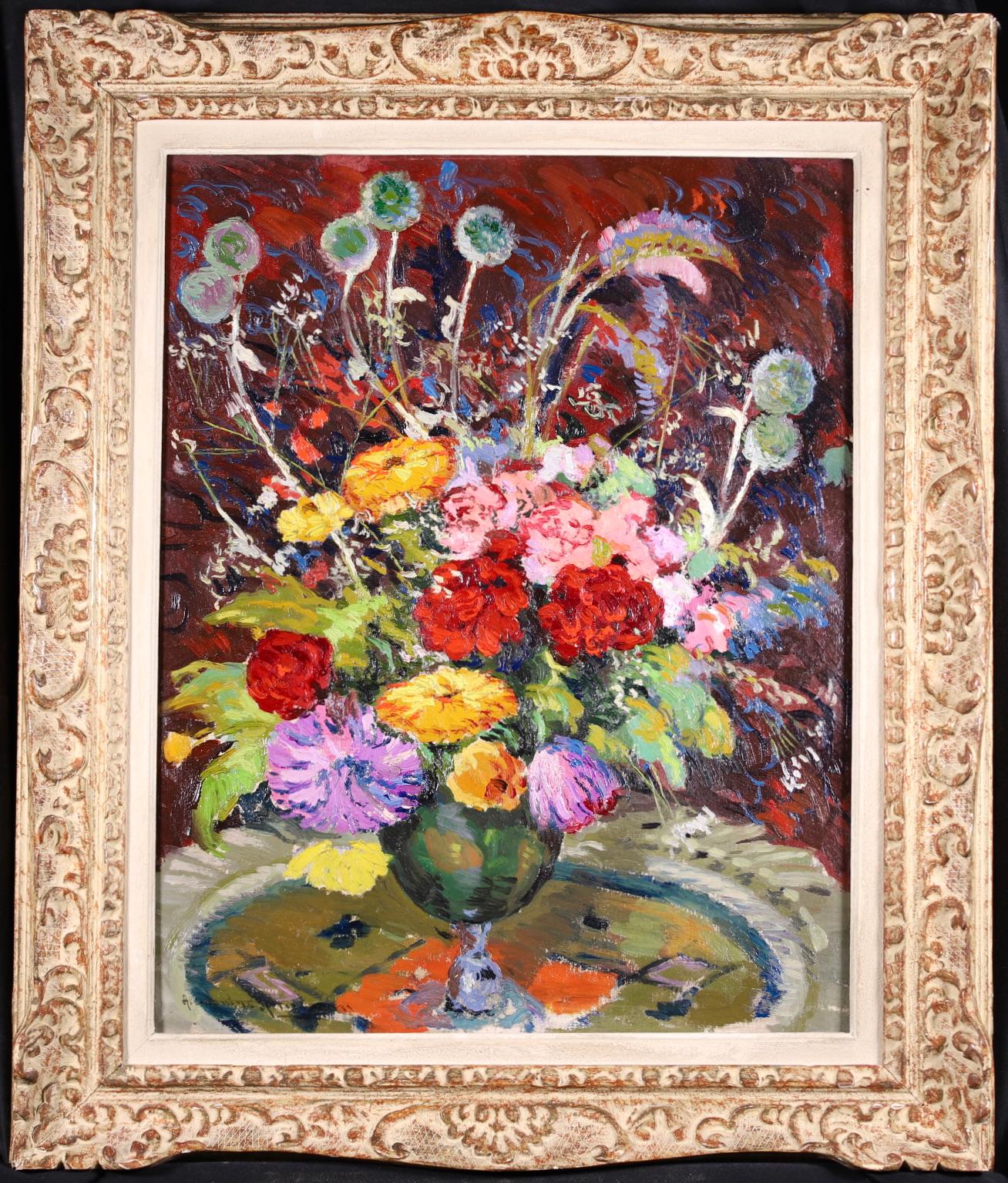 Alexandre Altmann - Fleurs - Post Impressionist Oil, Still Life Vase of ...