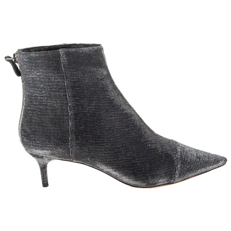 ALEXANDRE BIRMAN black and silver LAME KITTIE 50 Ankle Boots Shoes 38.5 ...