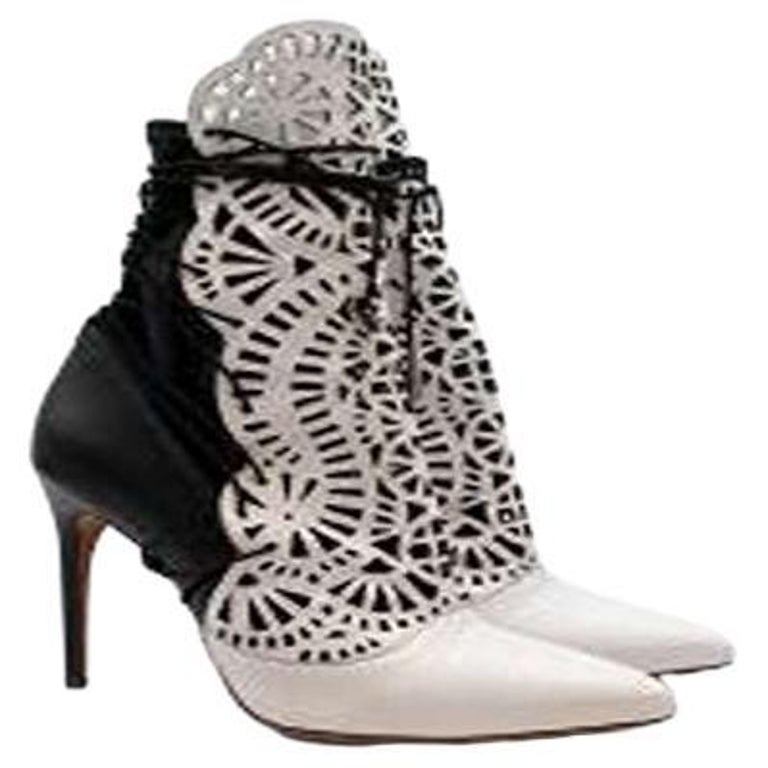 Alexandre Birman black and white lasercut high pumps For Sale at 1stDibs