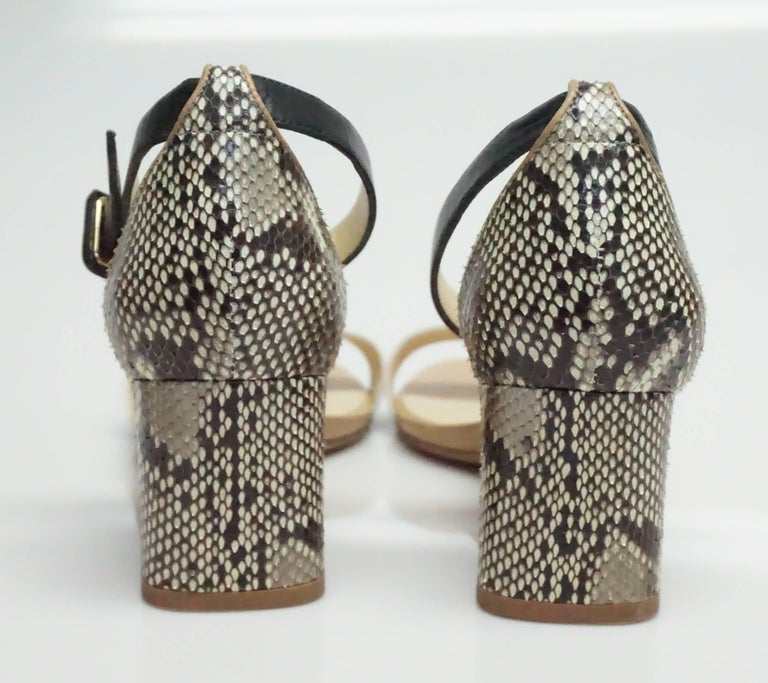 Alexandre Birman White and Earthtone Python Sandal at 1stDibs