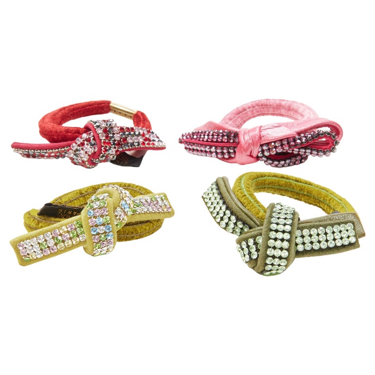 ALEXANDRE DE PARIS Alexander Zouari LOT OF 4 crystal leather bow hair ...