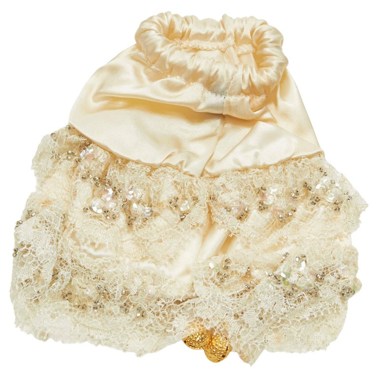 ALEXANDRE DE PARIS Alexander Zouari silver bead sequins lace pony tail ...
