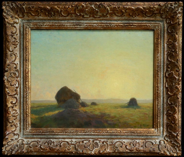 Alexandre Louis Jacob - Sunset - Hayfields - Impressionist Oil ...