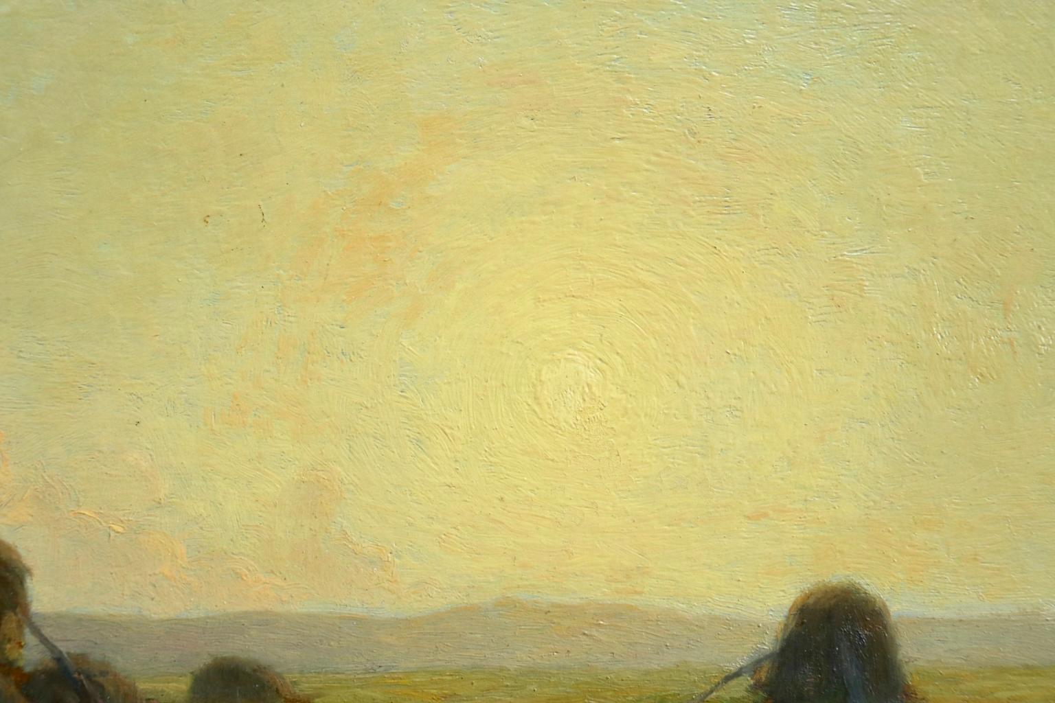 Alexandre Louis Jacob - Sunset - Hayfields - Impressionist Oil ...