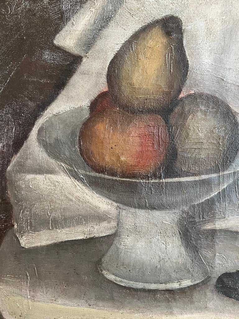 Alexandre Rochat - Still life with pipe and fruit For Sale at 1stDibs