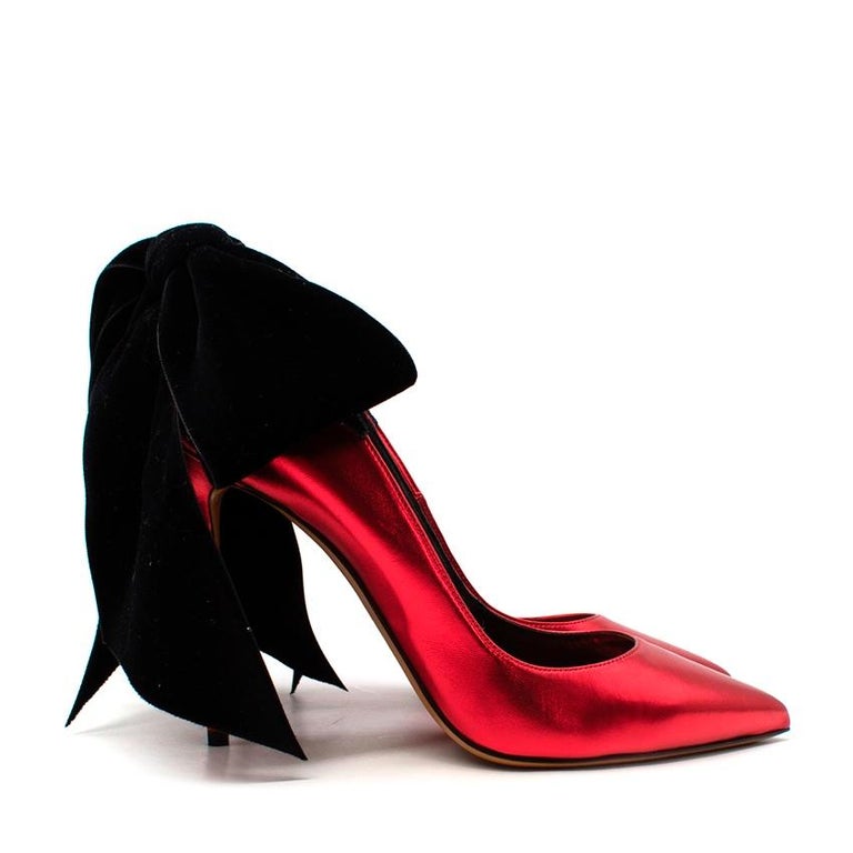 Alexandre Vauthier Metallic Red Leather Bow-Back Heeled Pumps For Sale ...