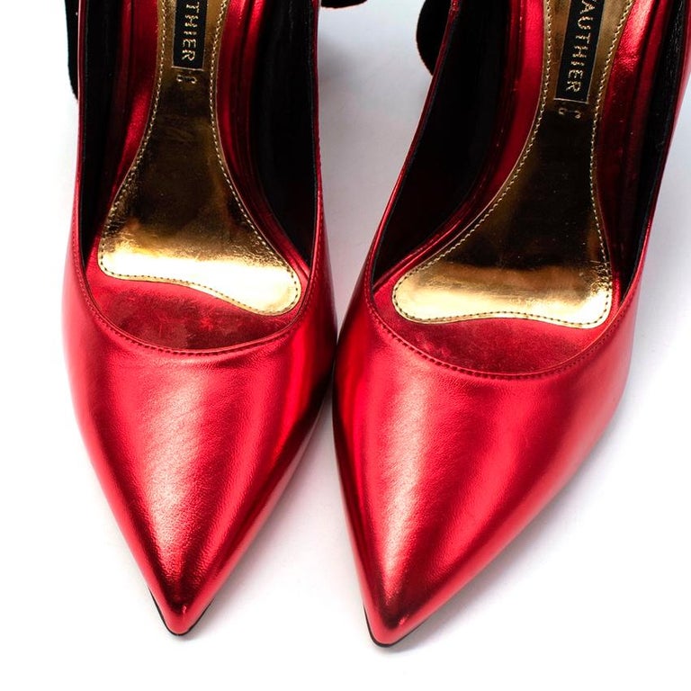 Alexandre Vauthier Metallic Red Leather Bow-Back Heeled Pumps For Sale ...