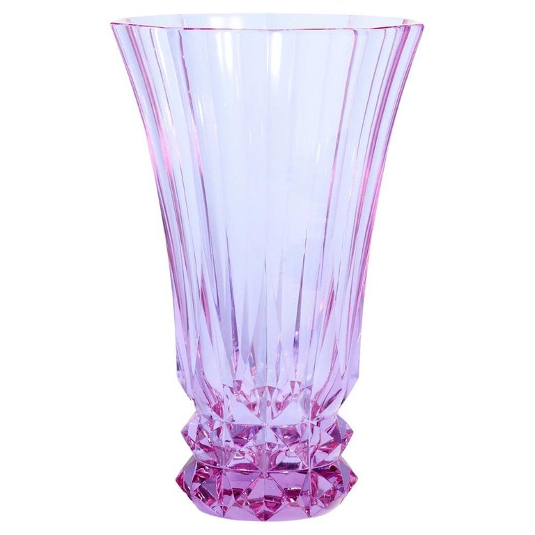 Alexandrite Heavy Faceted Glass Vase For Sale at 1stDibs