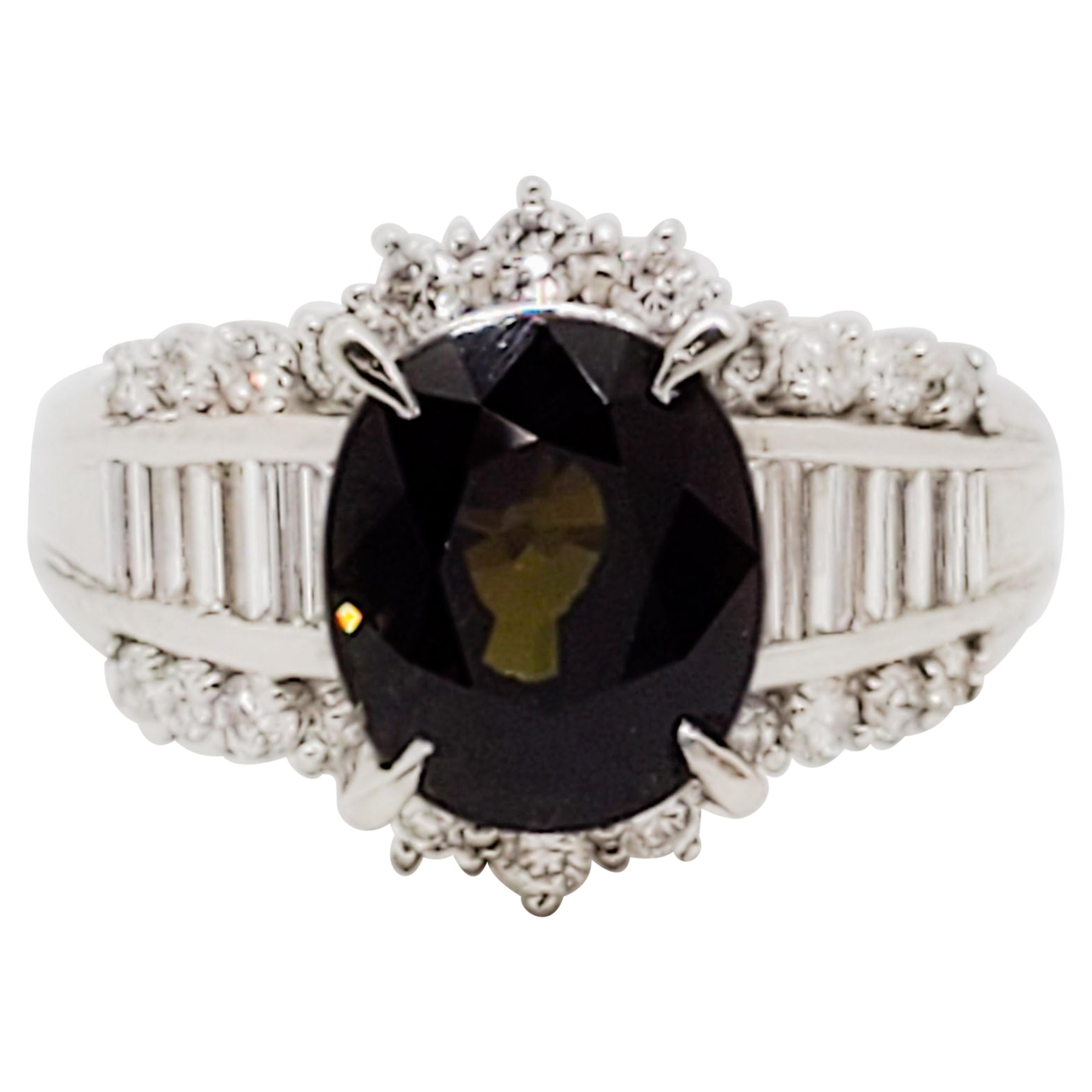 Alexandrite Diamond Platinum Ring at 1stDibs