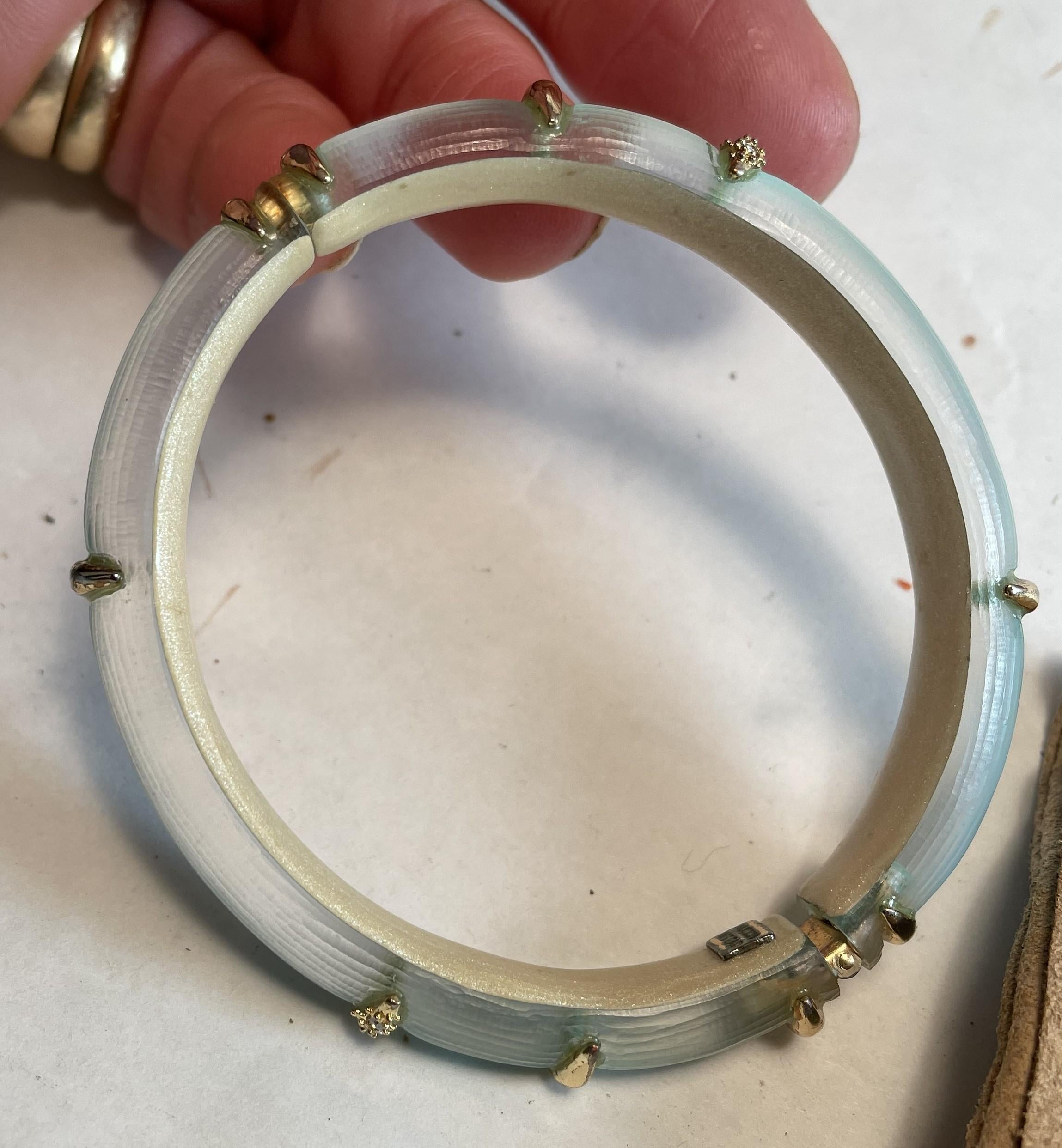 Alexis Bittar Lucite Clamper Hinged Cuff Bracelet W/ Gold Mounts and ...
