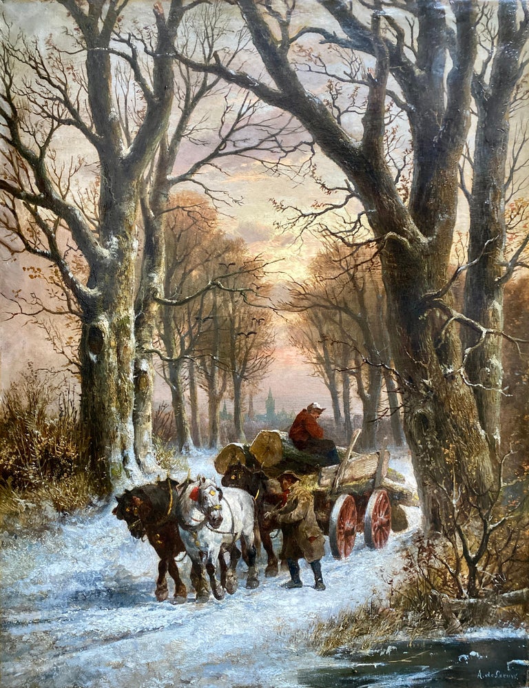 Alexis De Leeuw - A Winter Scene, Alexis De Leeuw, 1848 – 1883 Bruges ...