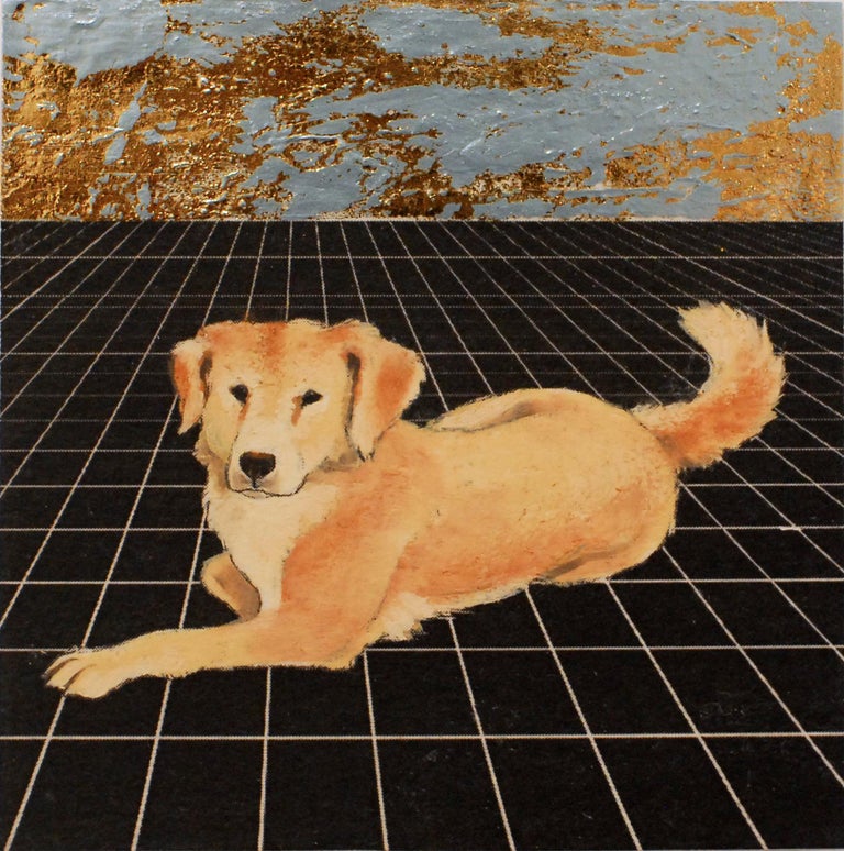 Alexis Kandra - Golden, 2019, miniature oil painting, dog, golden ...