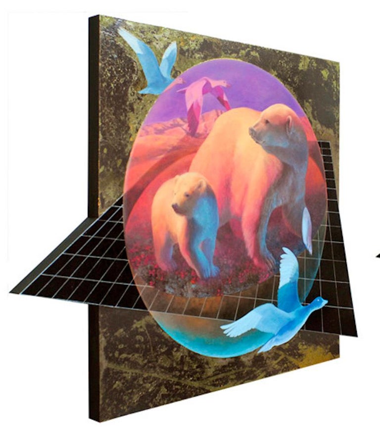 Alexis Kandra - Migration, oil and metallic foil on panel, figurative ...