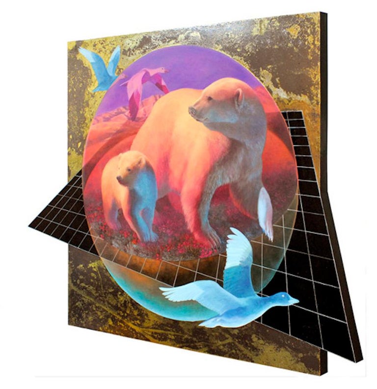 Alexis Kandra - Migration, oil and metallic foil on panel, figurative ...