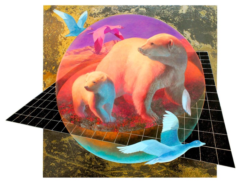 Alexis Kandra - Migration, oil and metallic foil on panel, figurative ...