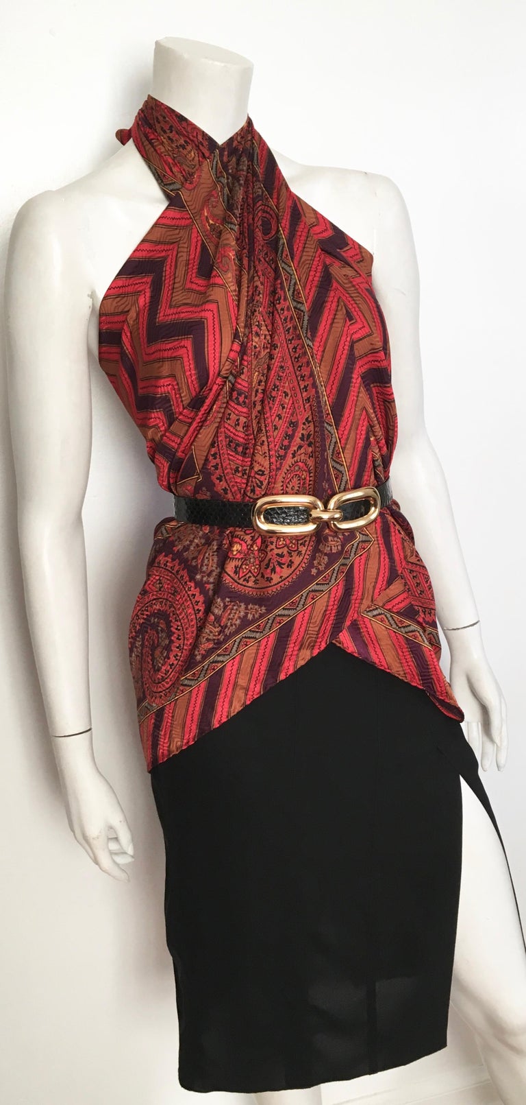 Alexis Kirk 1980s Brass Buckle on Black Snakeskin Adjustable Strap. at ...